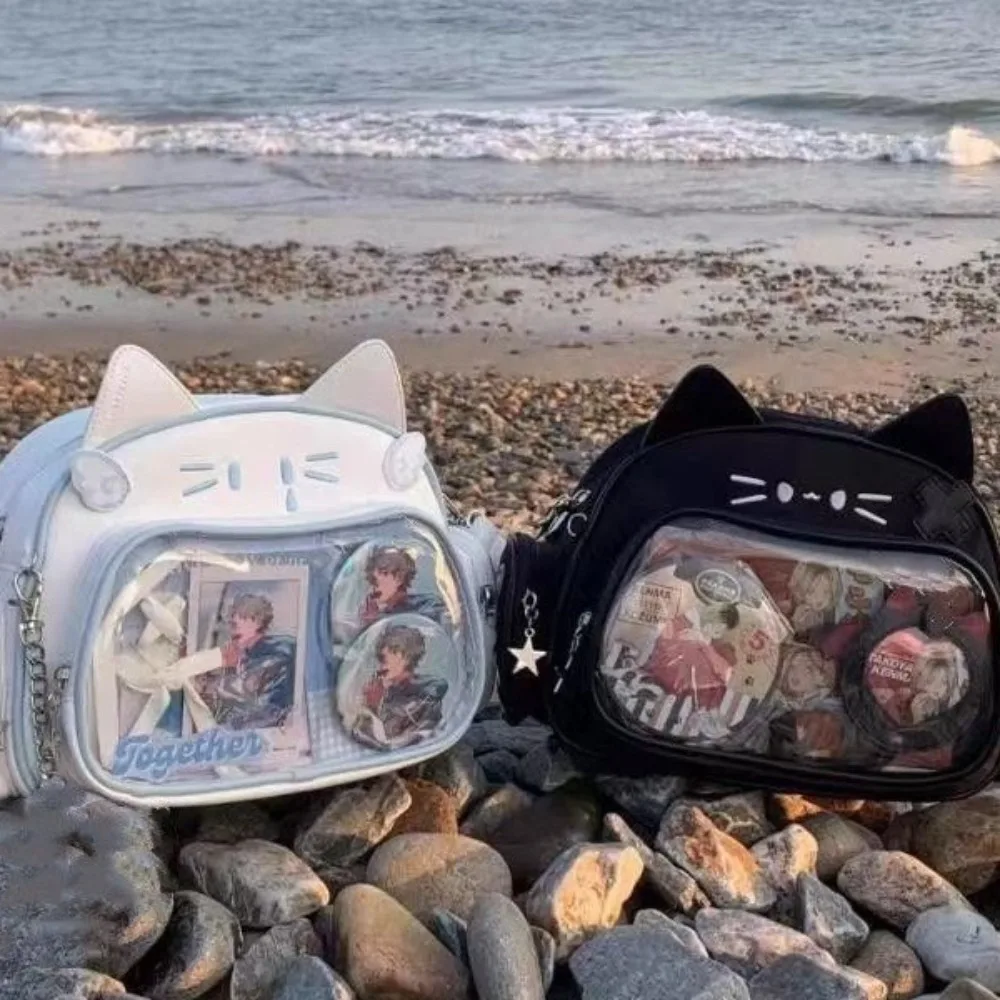 Mochila-de-cuero-con-dise-o-de-gato-para-mujer-bolso-de-hombro-informal ...