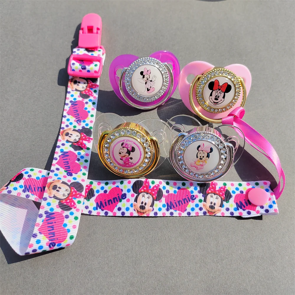 Pink-Mickey-Mouse-Baby-Pacifier-Clip-Food-grade-Silicone-Dummy-Pacifier ...