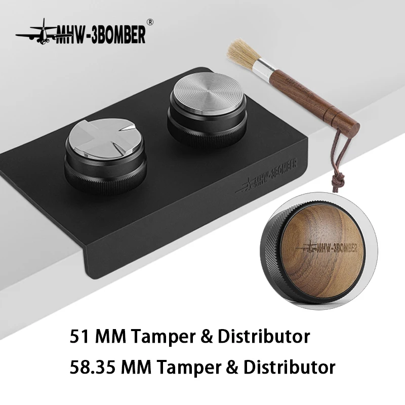 MHW-3BOMBER-51-53-58mm-Espresso-Stampfer-und-Kaffee-verteiler-mit-Stopf ...