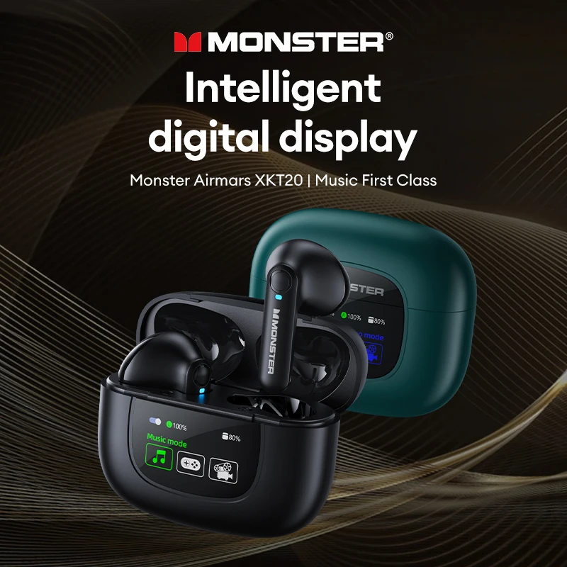 Monster-XKT20-Wireless-Earphones-Bluetooth-V5-4-Earbuds-LED-Screen ...