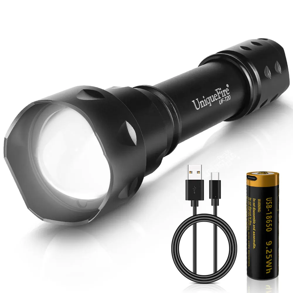 UniqueFire-T20-38mm-Lens-Powerful-LED-Flashlight-USB-C-Rechargeable ...