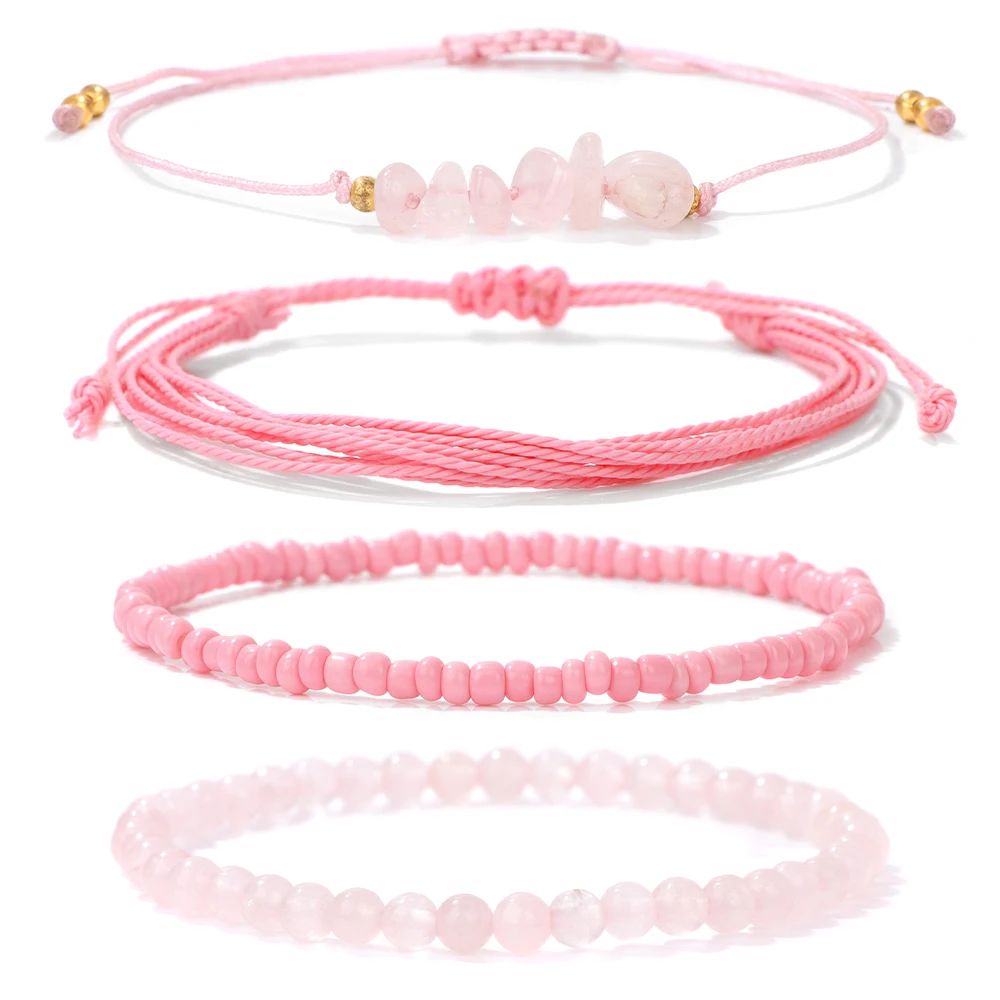 4pcs/set Boho Rope String Bracelets For Women Men Natural Stone Beads ...