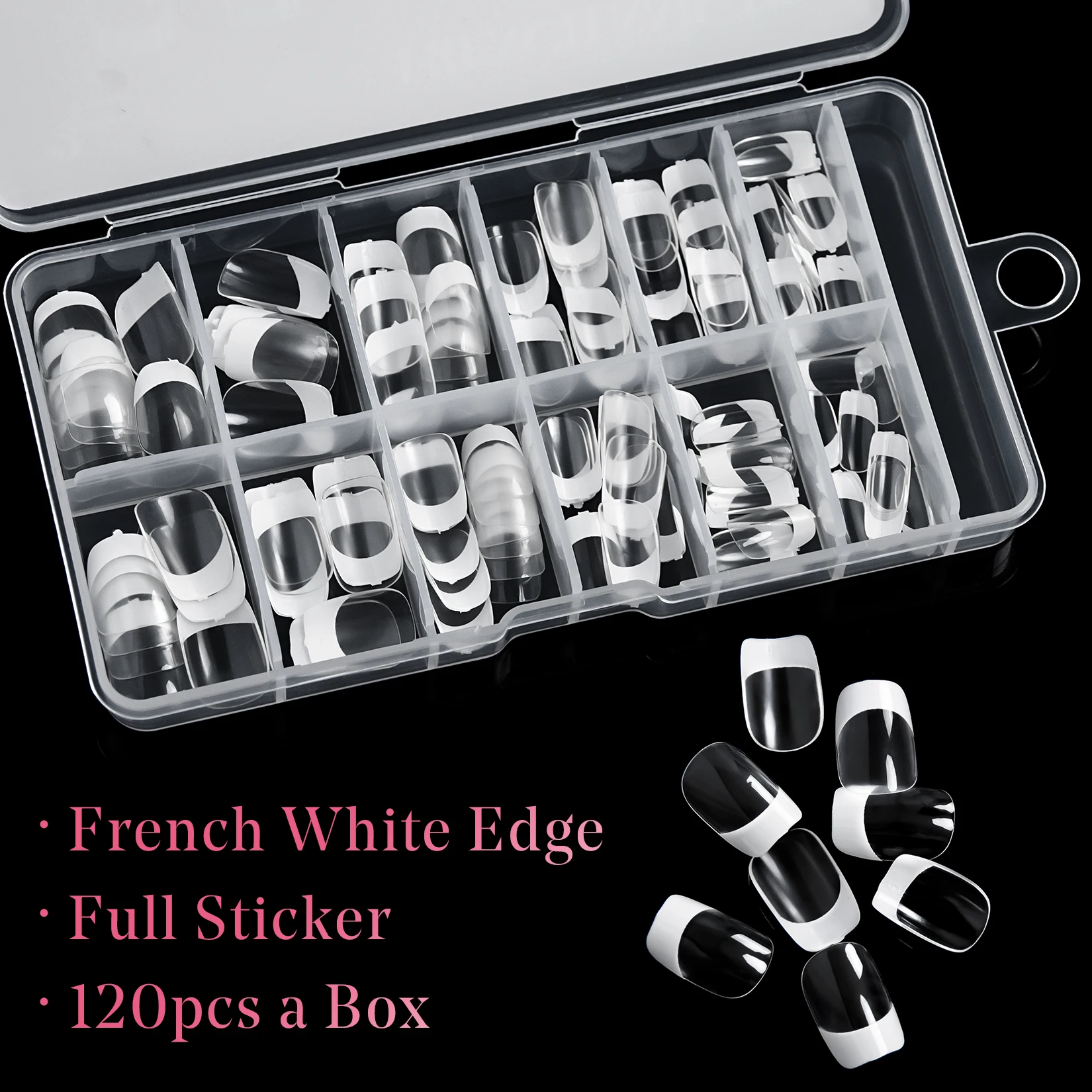 French-Nail-Tips-120PCS-Short-French-Full-Cover-White-Clear-False-Nails ...