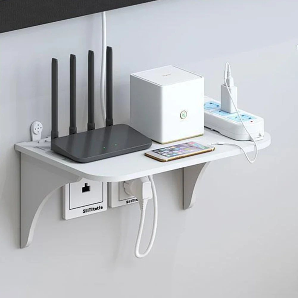 Wall-Mount-Router-Shelf-Punch-free-TV-Set-top-Box-Floating-Hanging-Rack ...