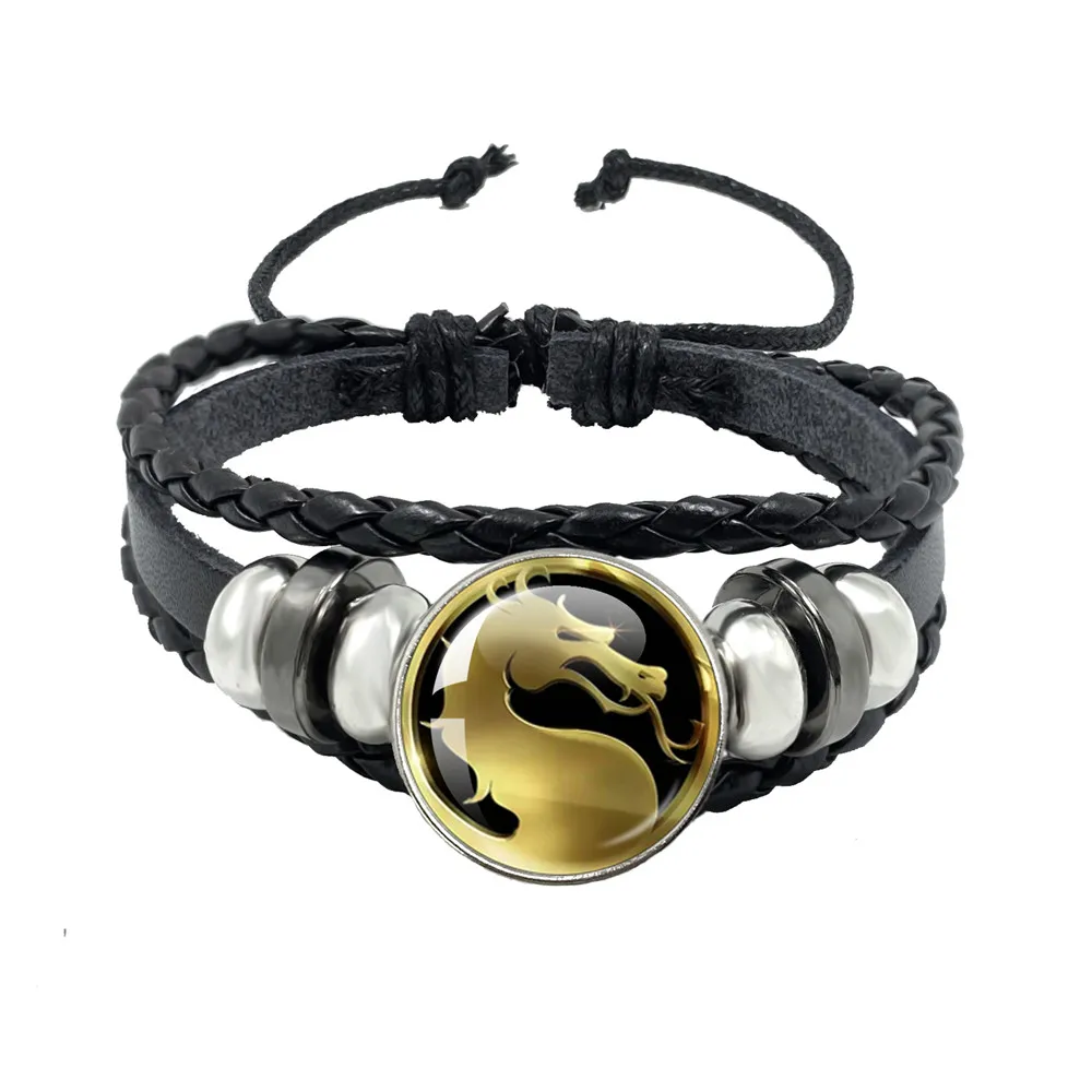 Pulsera-de-cuero-de-t-tem-de-drag-n-Mortal-Kombat-colgante-de-cabuj-n ...
