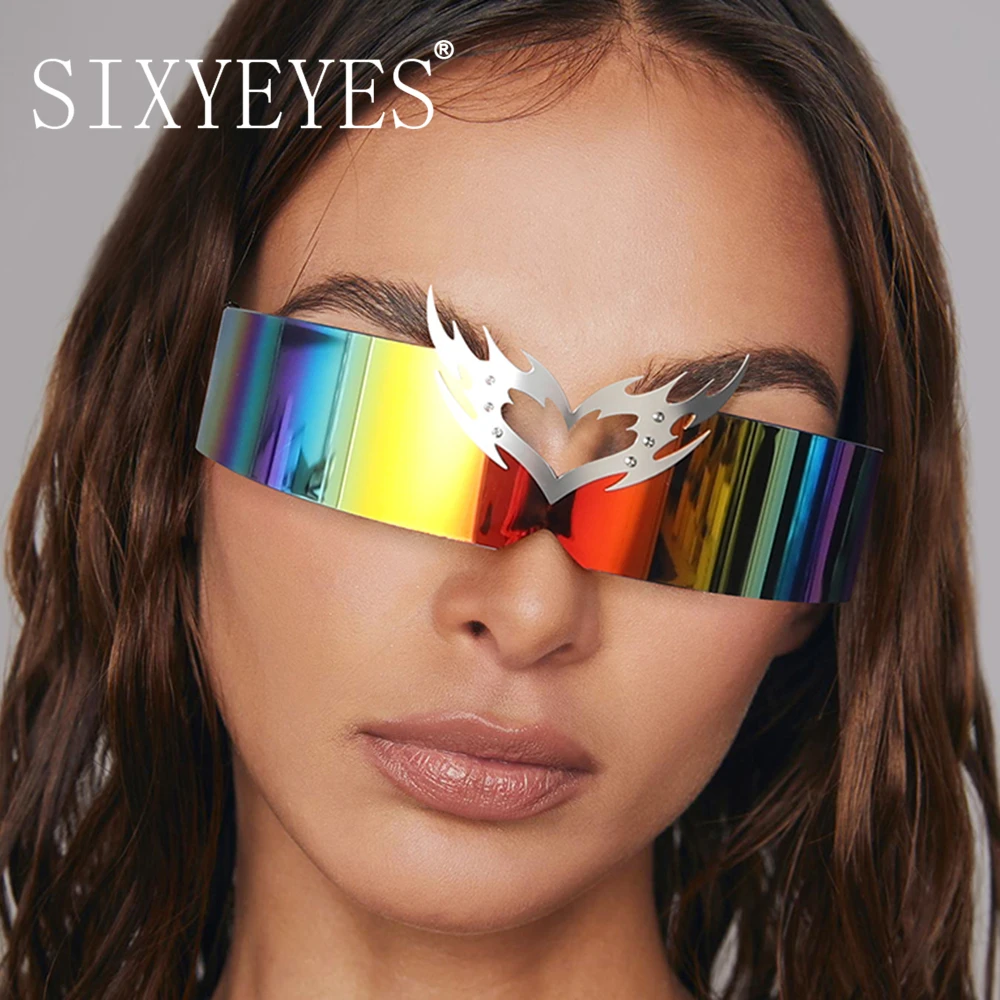 Punk-Wrap-Around-Sunglasses-for-Women-Men-Fashion-One-Piece-Flat-Top ...