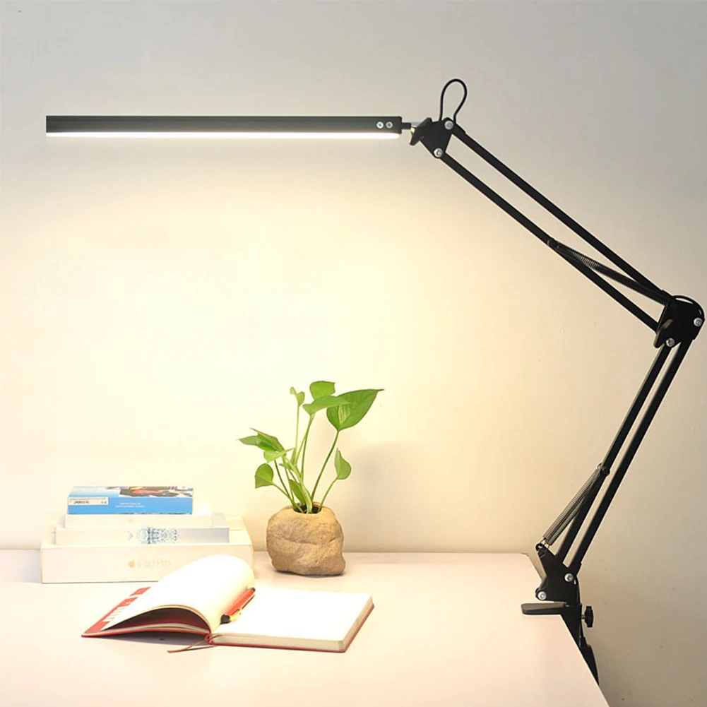 LED-Desk-Lamp-Eye-Caring-Adjustable-Swing-Arm-Table-Light-with-Clamp ...