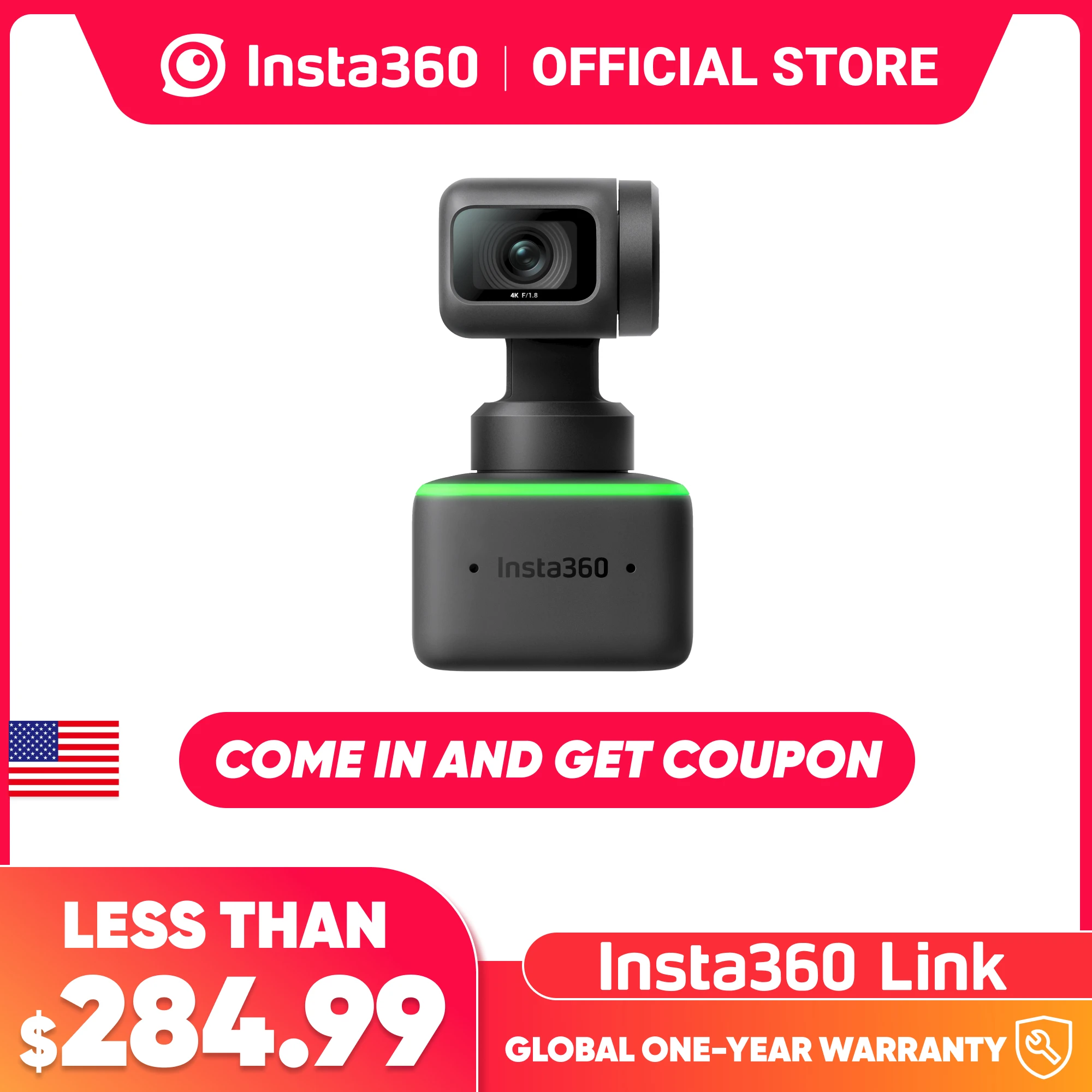 Insta360 Link - 4k Webcam With 1/2" Sensor, Ai Tracking, Gesture ...