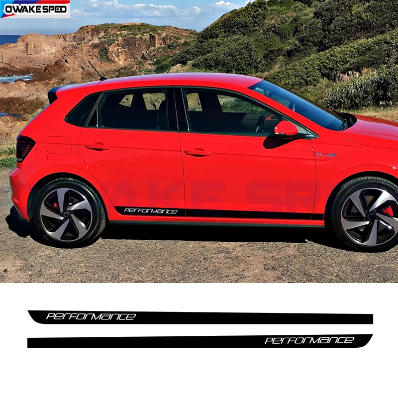 2pcs Performance Sport Stripes Car Door Side Skirt Sticker For ...