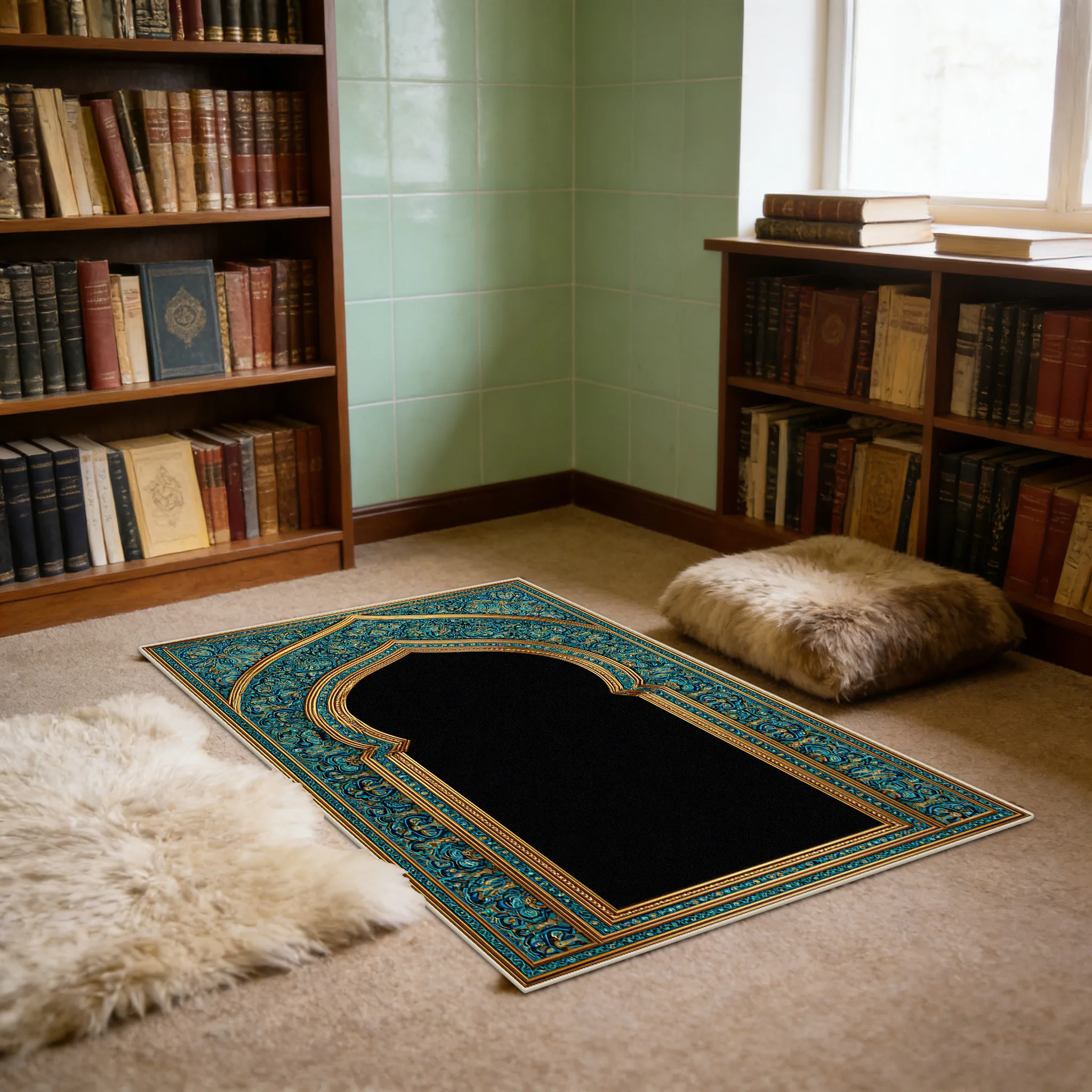 Musalla Thickened Flannel Washable Prayer Mat Islamic Home Easy Clean ...