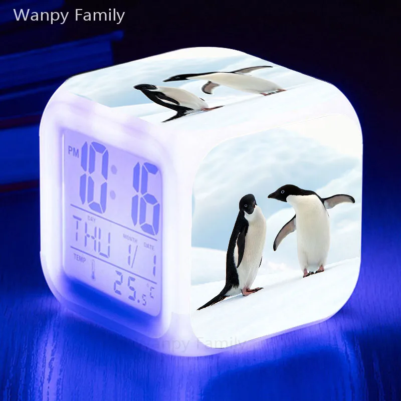 Super-Cute-Penguin-Alarm-Clock-Glowing-LED-Color-Change-Digital-Clock ...