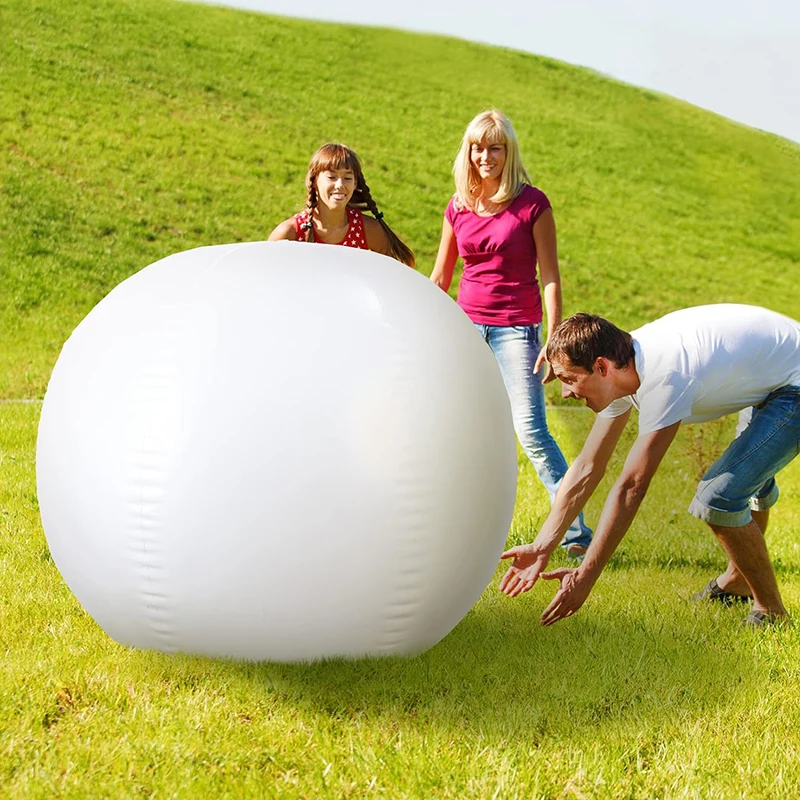 5 Feet White Giant Beach Ball 60 Inches Inflatable Ball for Water Games ...