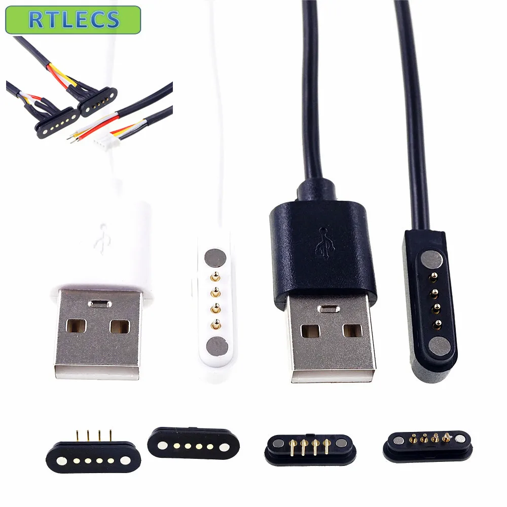 1-3-5-20-50-Set-Magnetic-USB-Charging-Cable-Male-Female-Spring-Loaded ...
