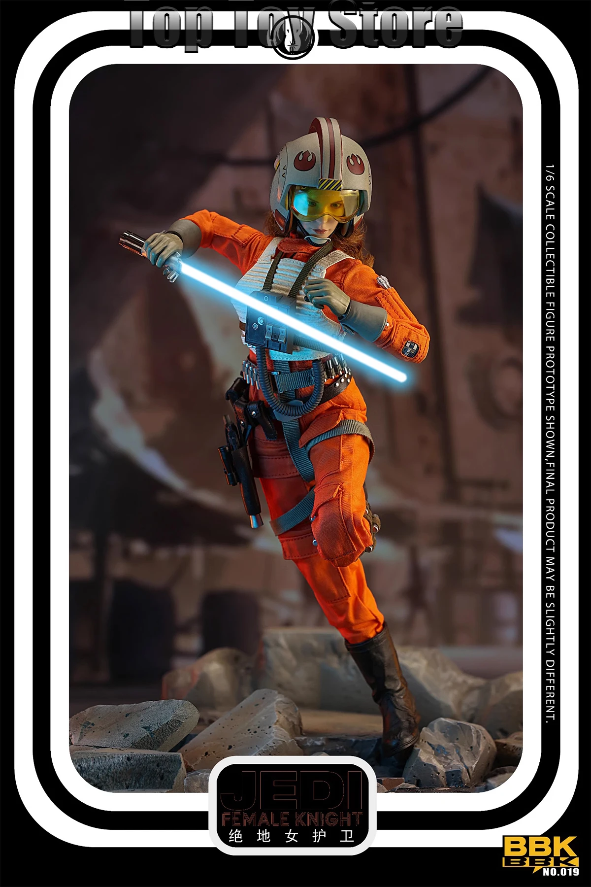 BBK BBK019 1/6 Scale Jedi Female Knight Orange Jumpsuit Blue Lightsaber ...