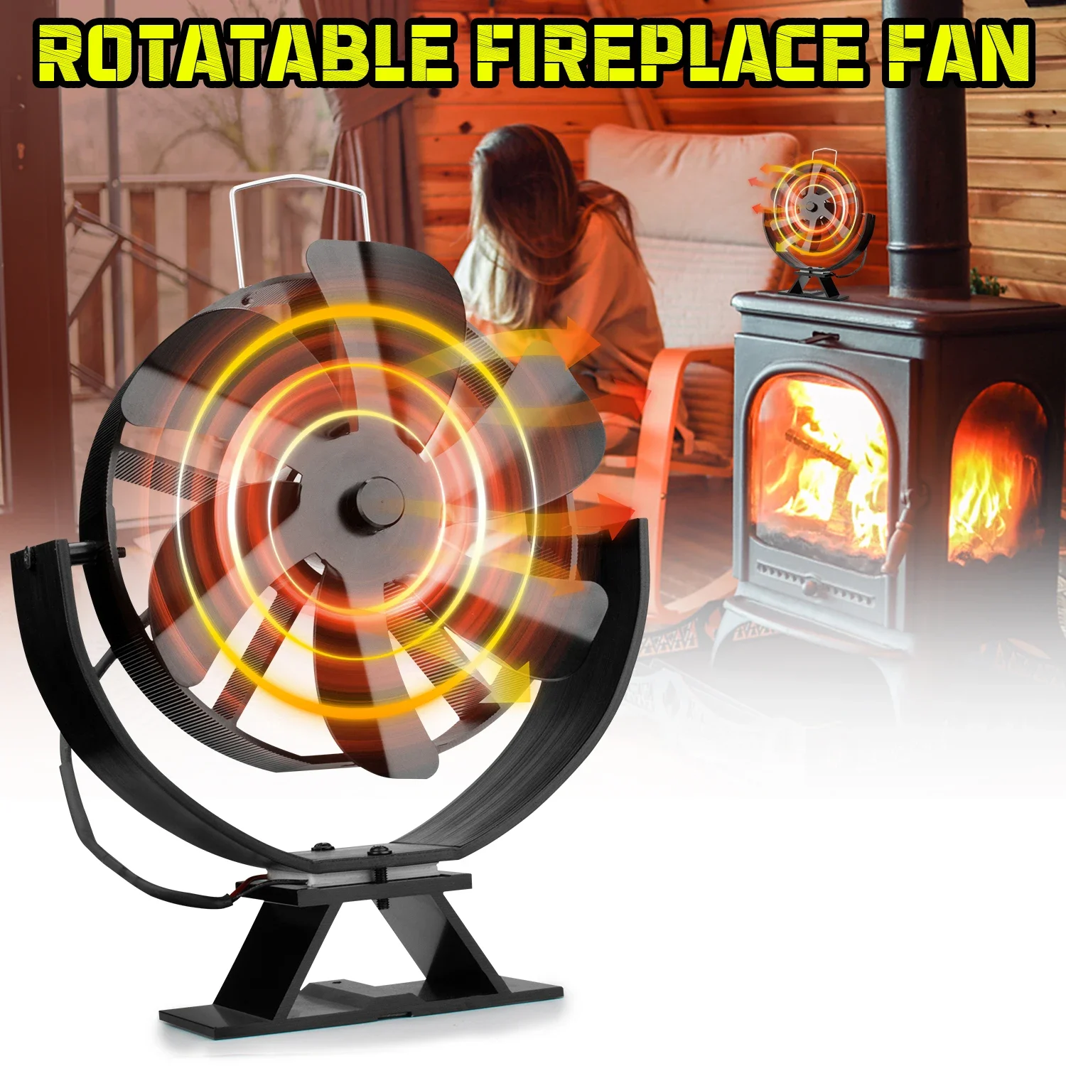 6 Blades Stove Fan Heat Powered Fireplace Fan Log Wood Burner 360 ...