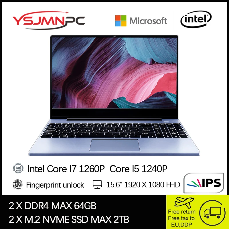 New 15.6 Inch Laptop12TH Gen Intel Core i7 1260P i5 1240P Gaming ...