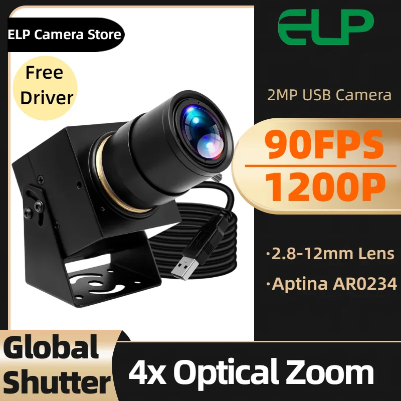 ELP 1080P Global Shutter USB Camera 90fps High Speed Video Camera 2.8 ...
