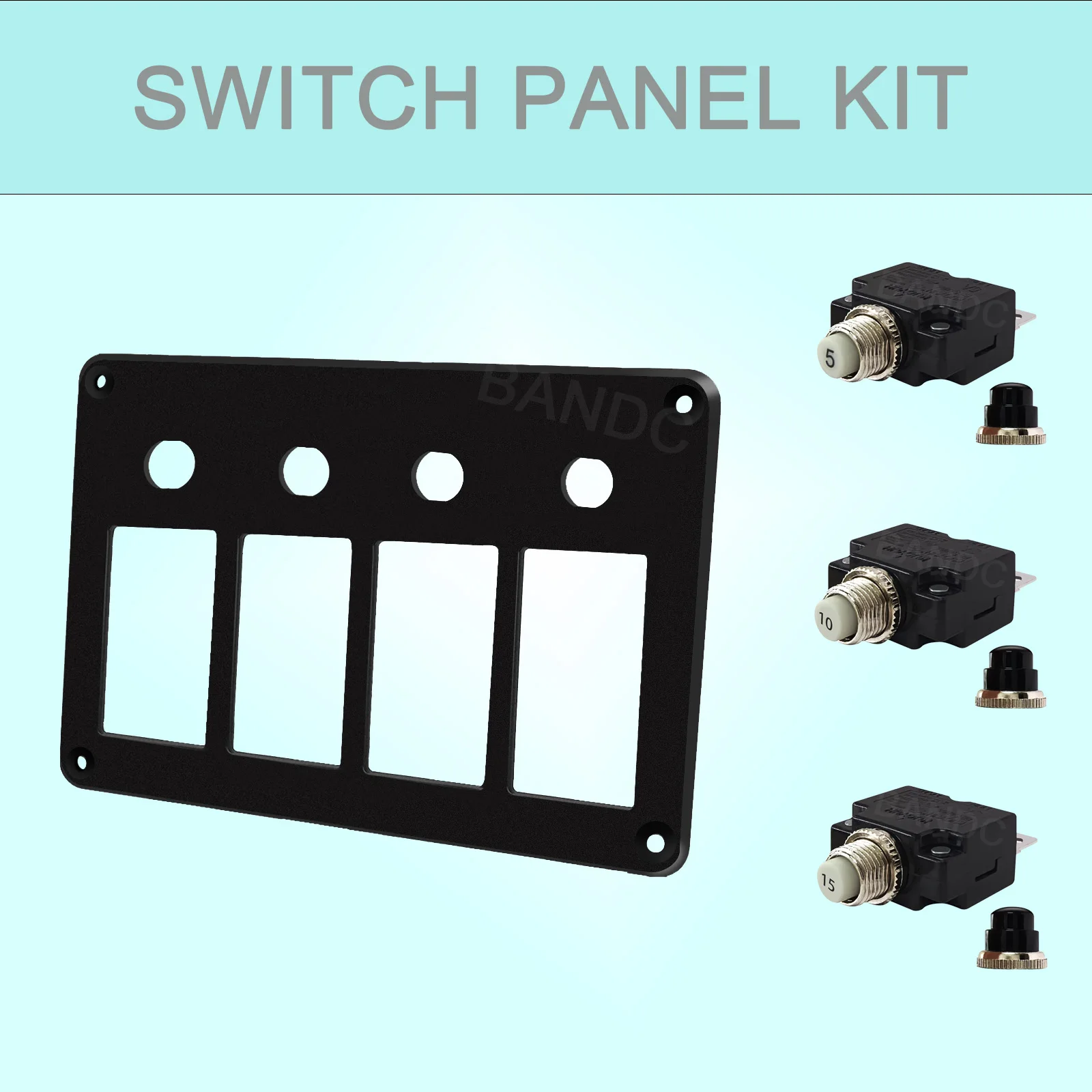4 Gang Aluminum Switch Panel Compatible with Carling ARB NARVA Rocker ...