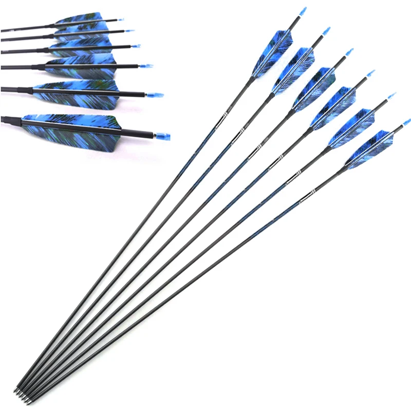 12Pcs-Pure-Carbon-Arrows-ID4-2mm-4inch-Turkey-Feather-Recurve-Compound ...