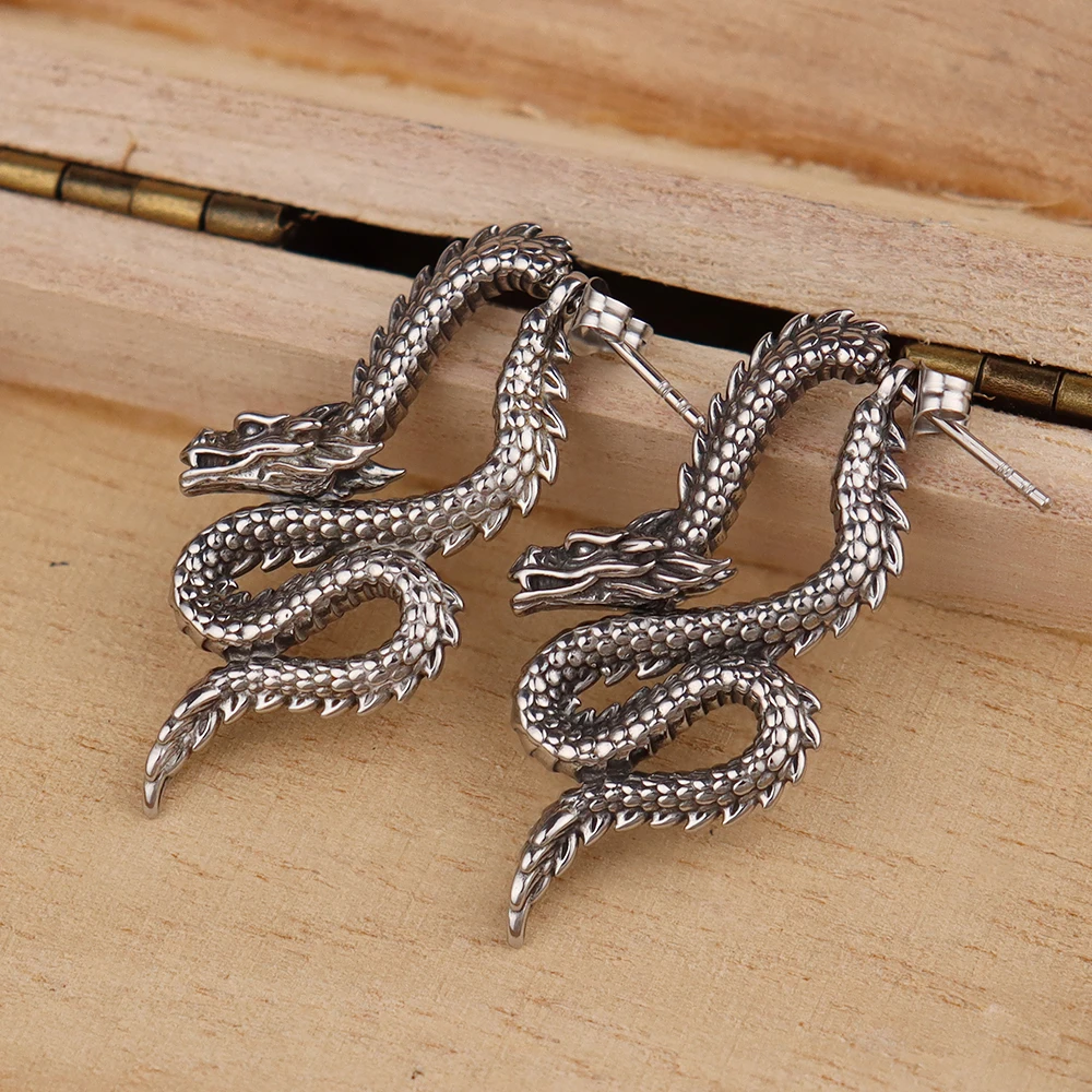 Retro-Chinese-Loong-Stud-Earring-for-Women-High-Quality-Stainless-Steel ...