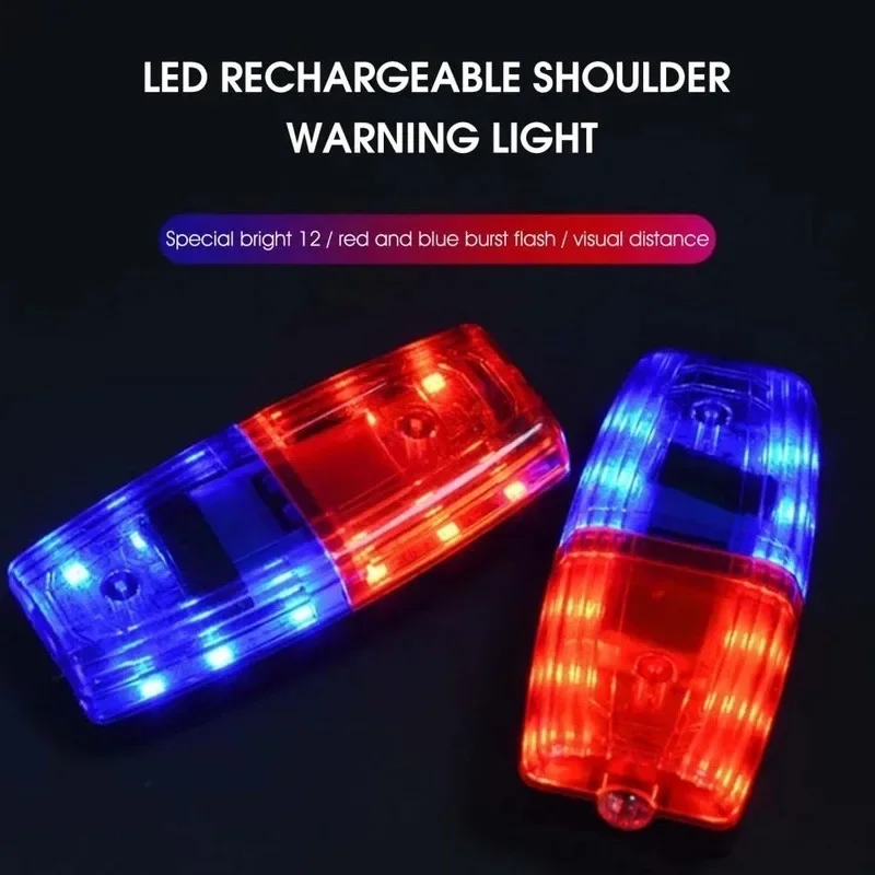 Police-Light-LED-Red-Blue-Shoulder-Lamp-Caution-Emergency-Warning ...