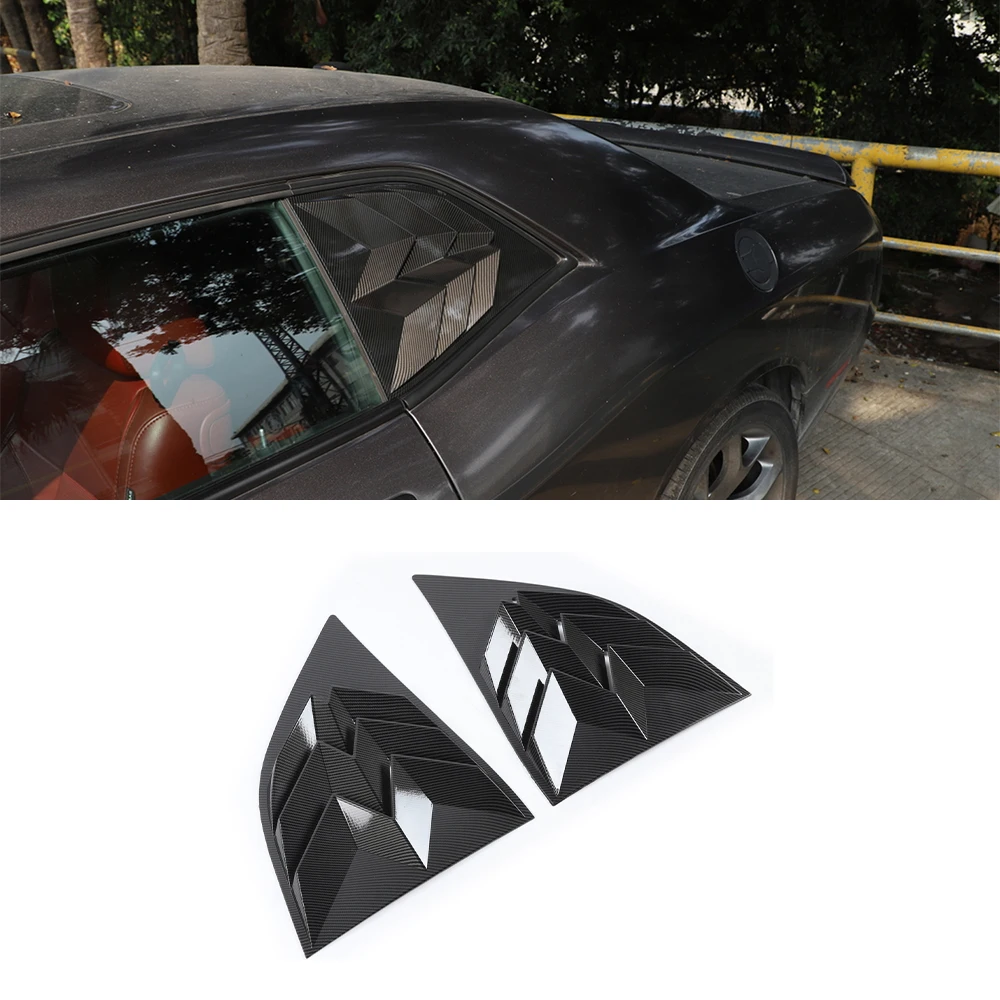 Rear-Window-Blinds-Louver-Decoration-Cover-Sticker-Black-Carbon-Fiber ...