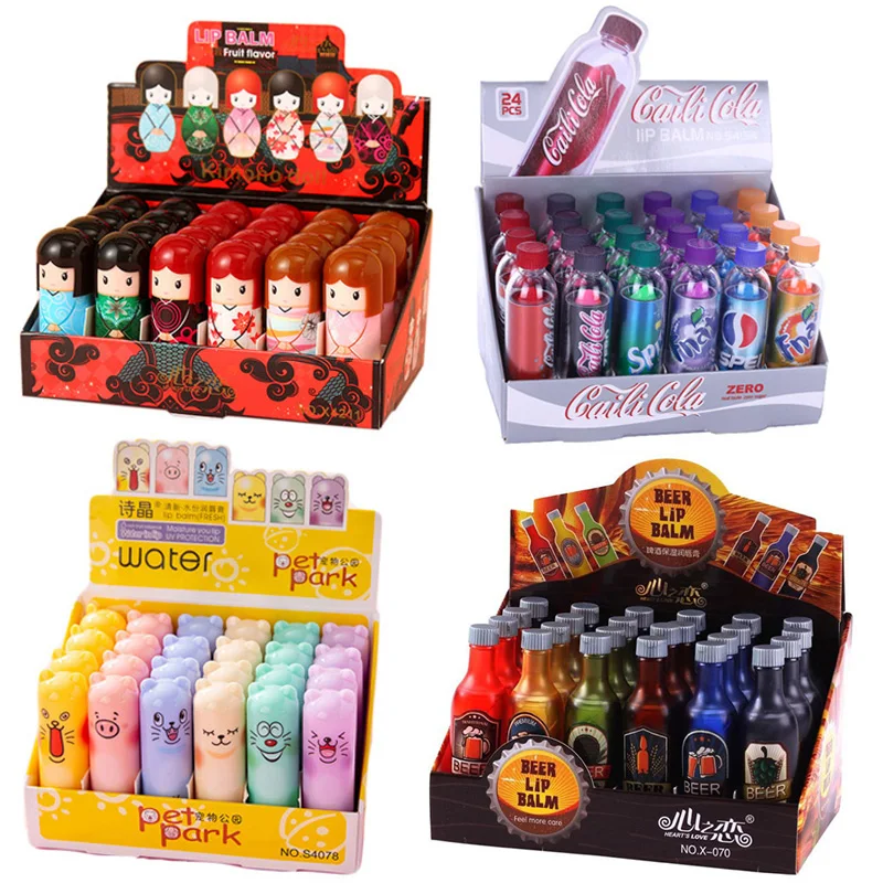 24Pcs Cute Drink Bottle Lip Balm Soda Flavored Color Changing ...