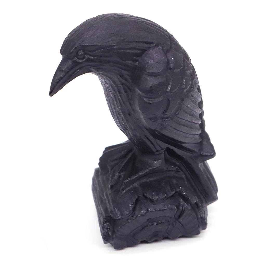 Natural Black Obsidian Carved Raven Statue Healing Crystal Crow Bird ...