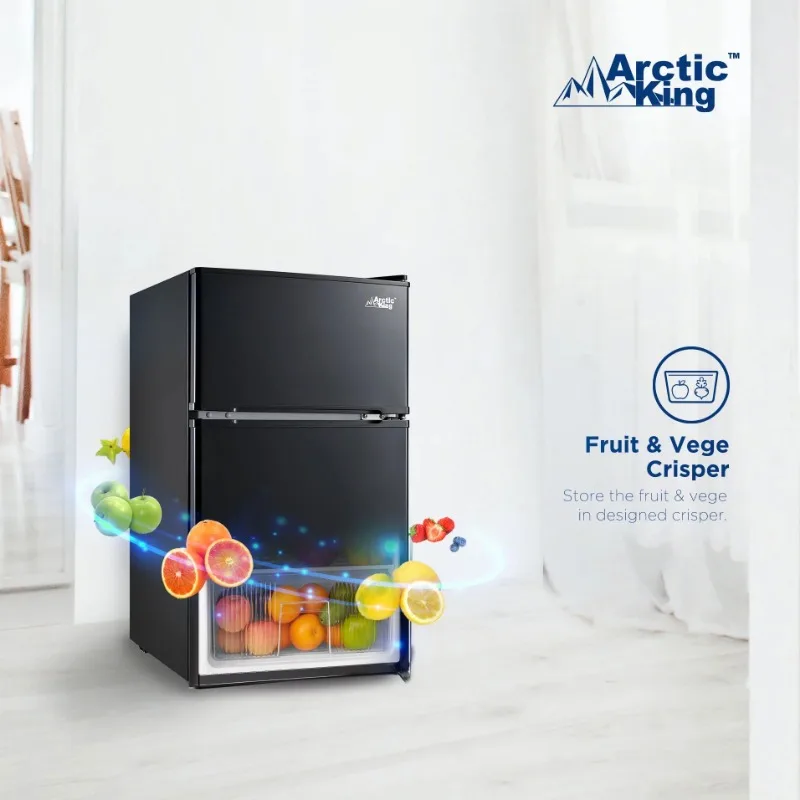 Arctic King Cu Ft Two Door Mini Fridge With Freezer Black E-star ...