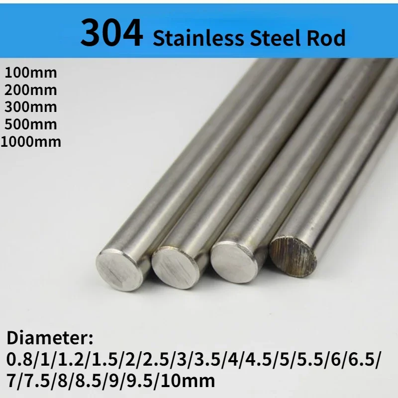 304 Stainless Steel Rod Dia 0.8/1/1.2/1.5/2/2.5/3/3.5/4/4.5/5/5.5/6/6.5 ...