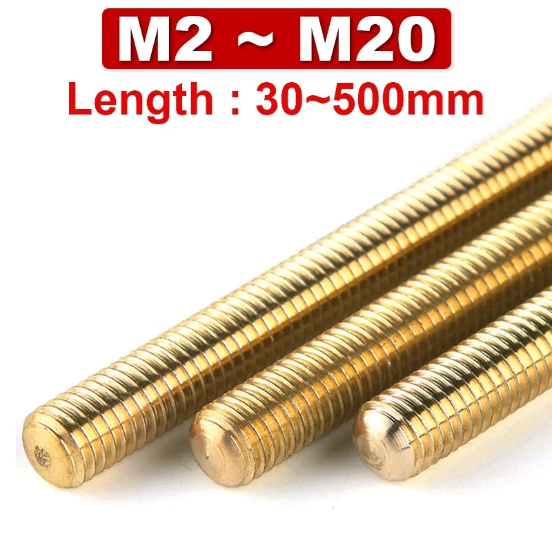 Copper-Full-Thread-Bar-Screw-Brass-Threaded-Tooth-Strip-Threaded-Rod-M2 ...