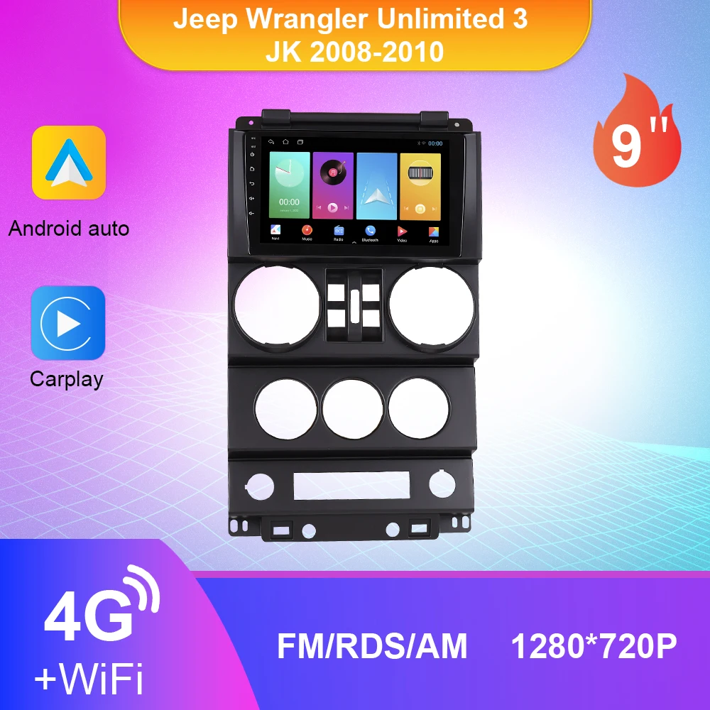 2Din-Car-Stereo-Radio-Carplay-For-Jeep-Wrangler-Unlimited-3-JK-2008 ...