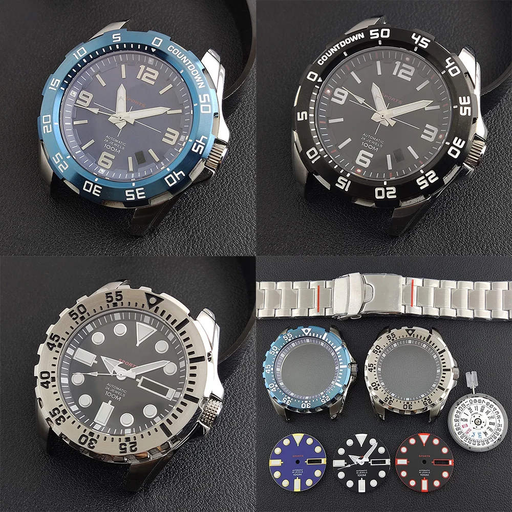 Nh35 Case 44mm Watch Men's Steel Case Fit Seiko Nh36 Movement Case ...