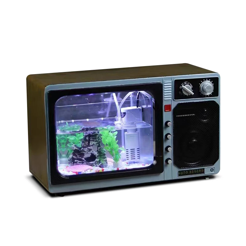 Retro-Old-Fashioned-Creative-TV-Fish-Tank-Model-Props-Bar-Restaurant ...