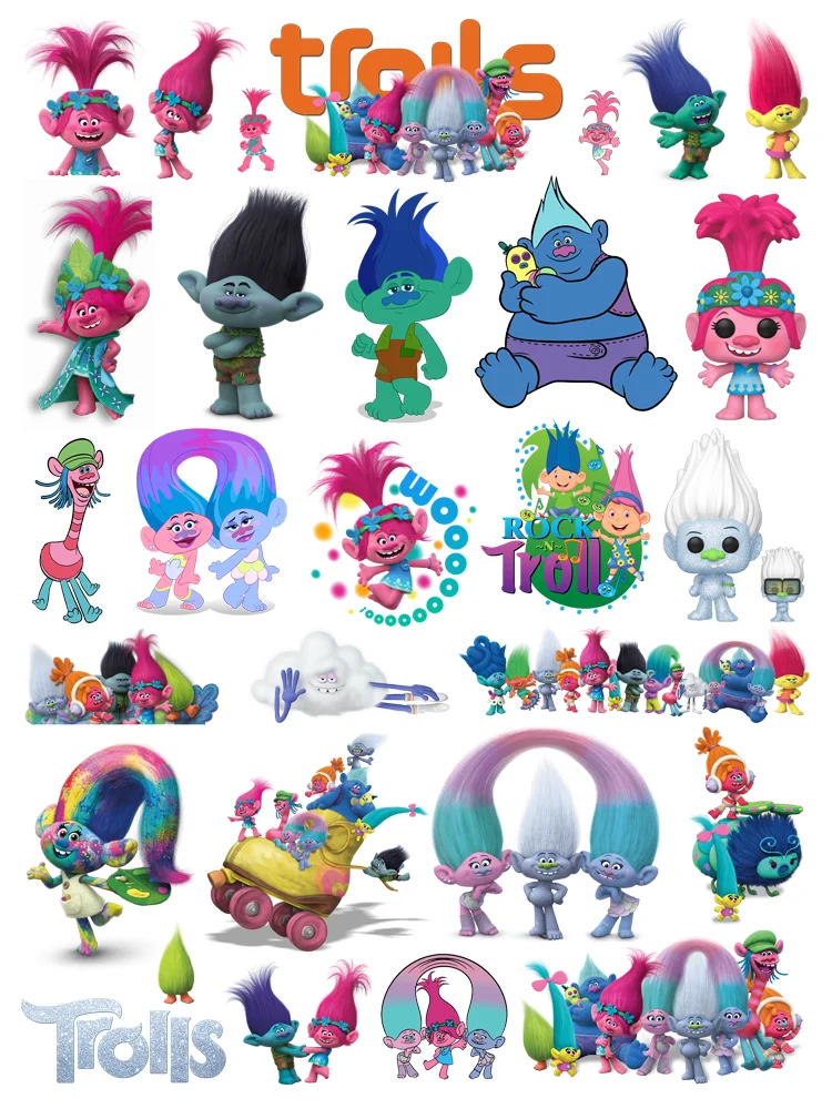 Disney-Popular-Movies-Trolls-clothes-stickers-Iron-on-patches-thermo ...