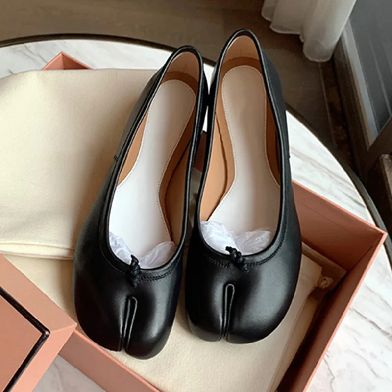 New-Soft-Leather-Split-Toe-Design-Mules-Flats-Women-Shoes-Cozy ...