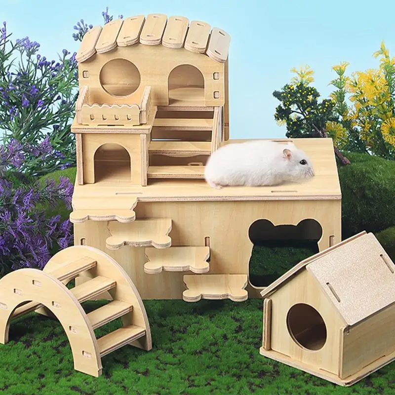 Solid Wood Hamster Hideout with Ladder – Pet Supply Drop