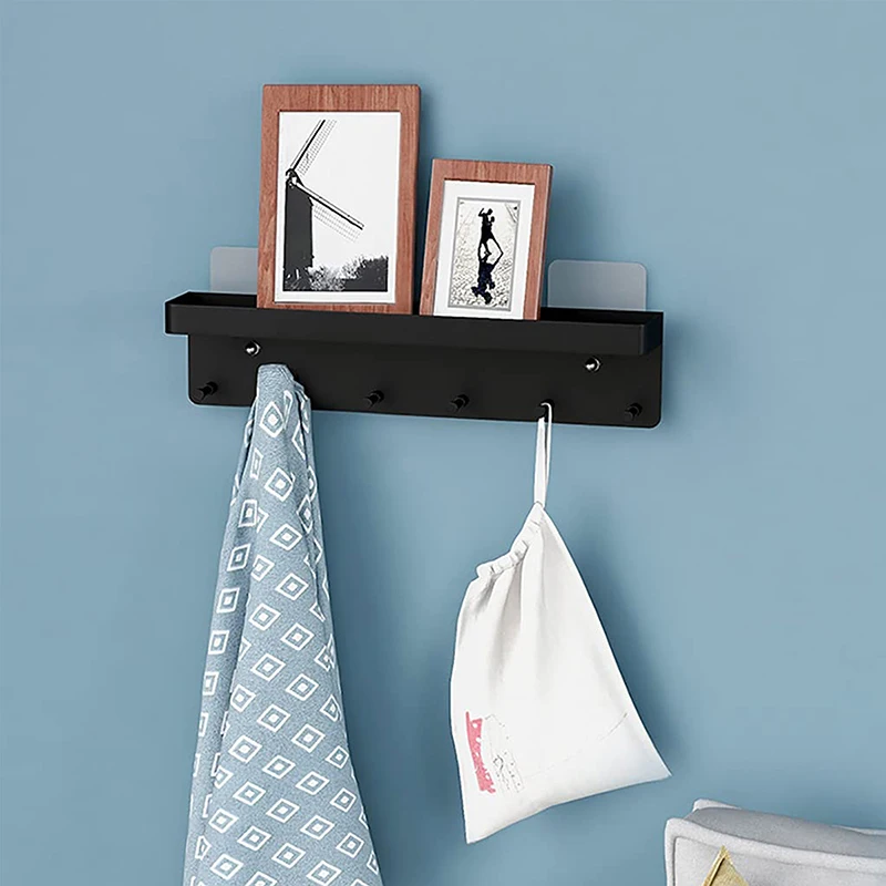 Stainless-Steel-6-Hooks-Wall-Rack-Shelf-Kitchen-Storage-Rack-Clothes ...