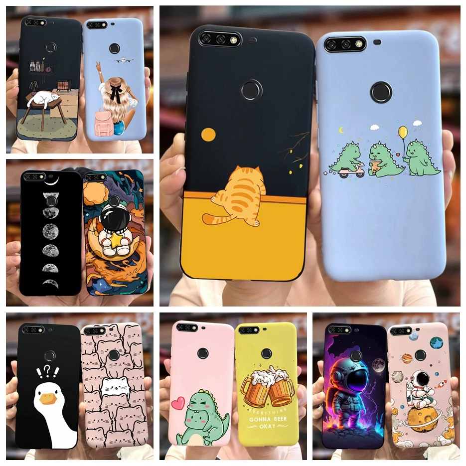 For-Huawei-Y7-2018-Case-Y7-Prime-2018-Cute-Cartoon-Painted-Back-Cover ...