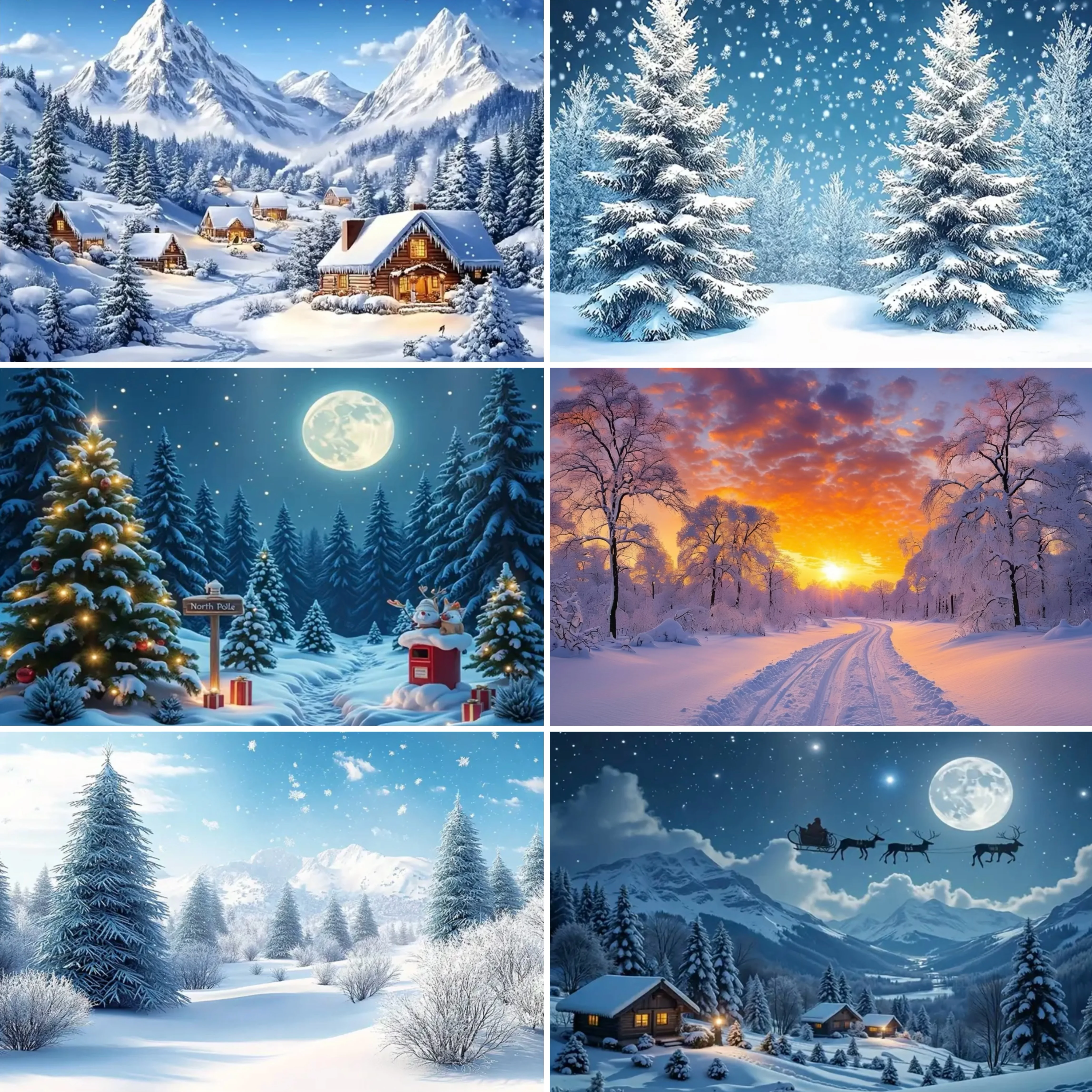 Winter wonderland winter snow village Backdrop Christmas And snow ...