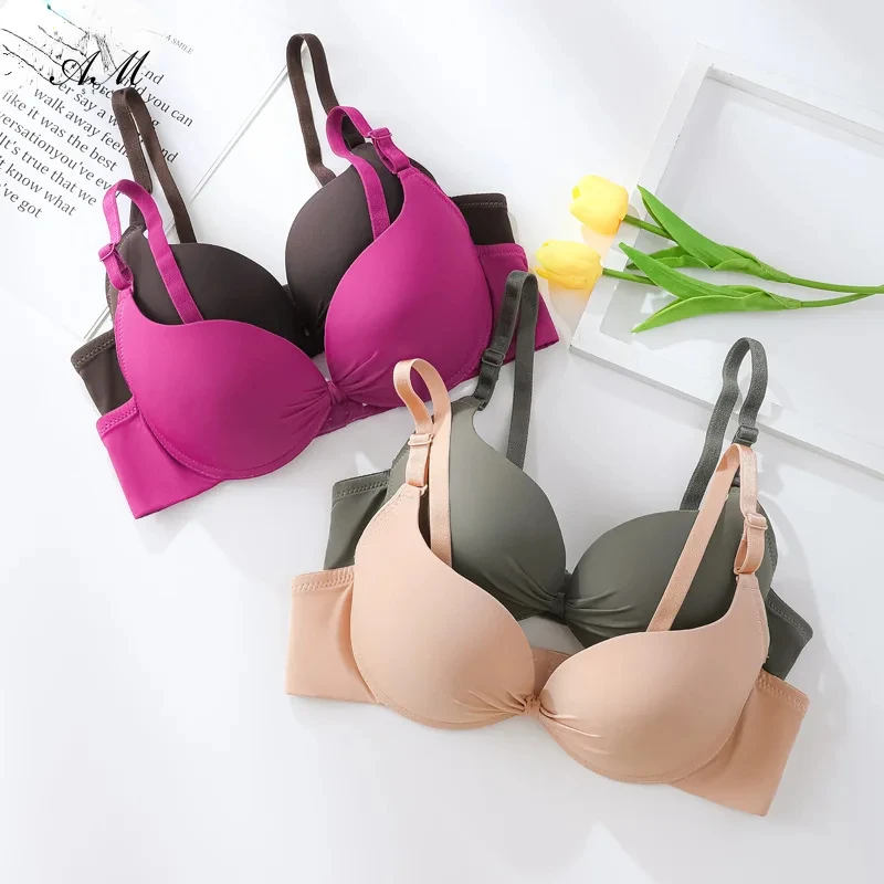 Fashionable-Adjustable-Gathered-Steel-Ring-Bra-Female-Lingerie-Smooth-Bra-Thin-Cup-Women-s-Bra ...