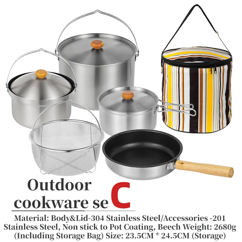 NOBANA-Newest-A-B-C-Outdoor-Stainless-Steel-Pot-Set-Camping-Family-Set ...