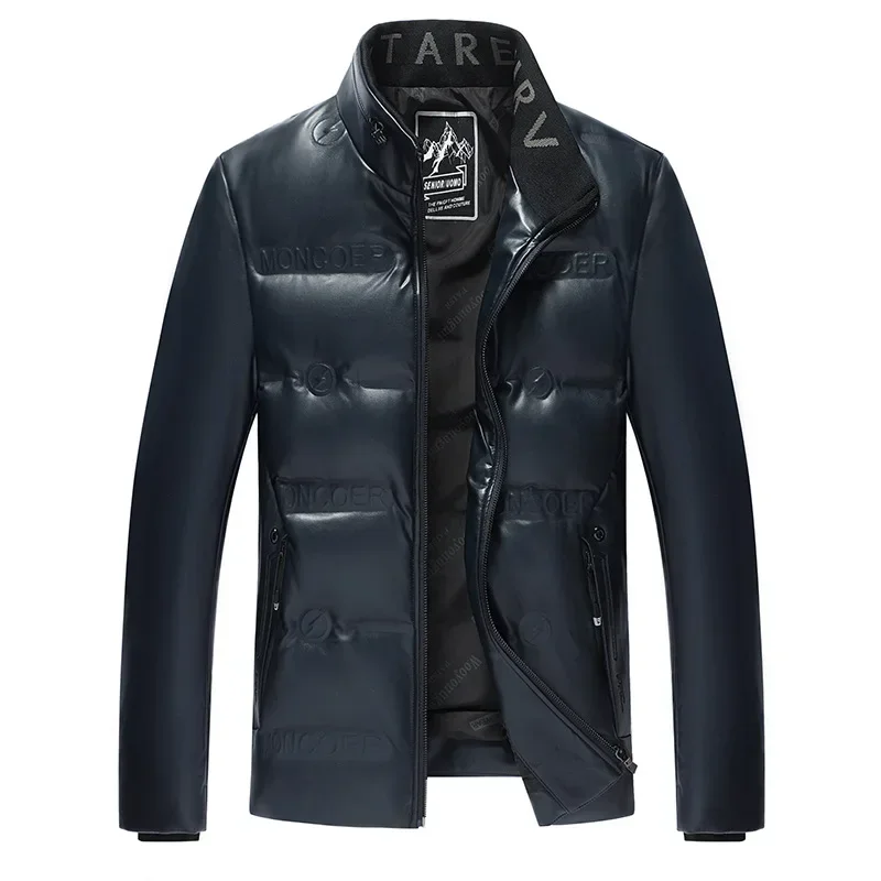 Winter-Genuine-Leather-Down-Jacket-Men-Clothes-Short-Split-Leather-Coat ...