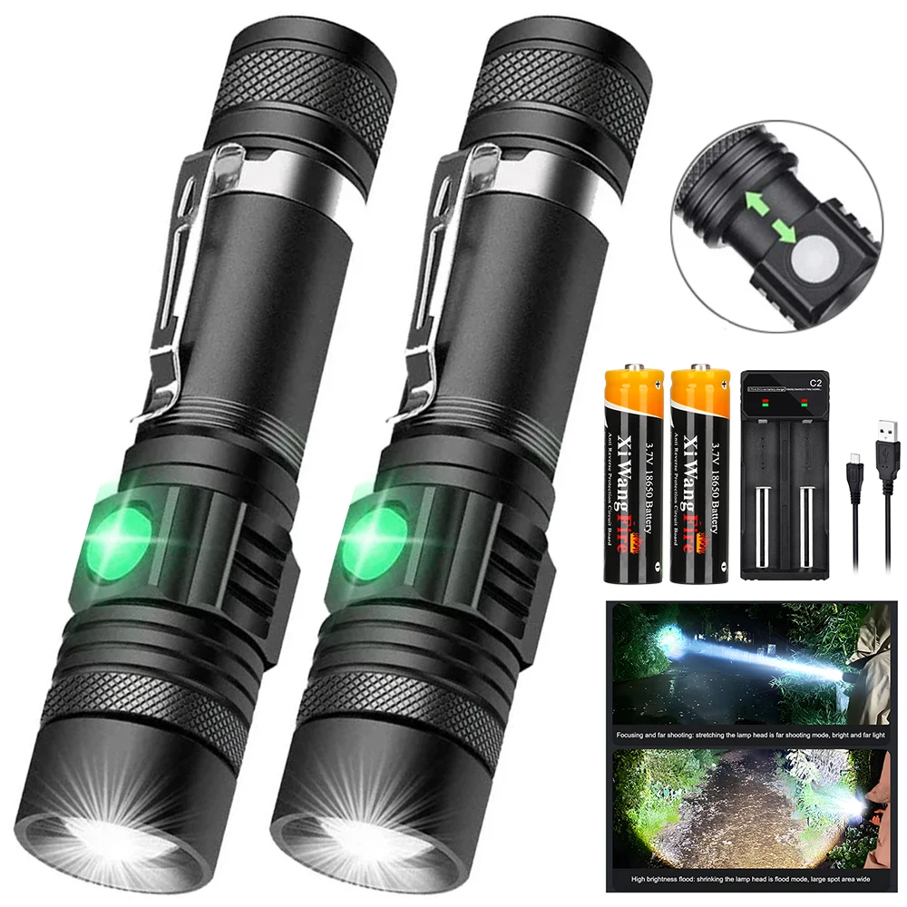 T6-LED-Flashlight-USB-Charging-18650-Lithium-Battery-Telescopic-Zoom ...