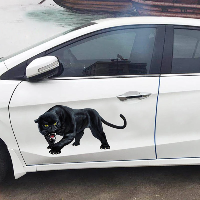 Cartoon-3D-Car-Stickers-Animal-Black-Panther-Roaring-Bumper-Motorcycle ...