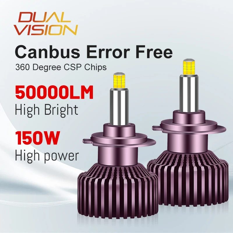 Faro delantero LED D1S 50000LM 360 LED H7 H4 D3S D2S D4S H11 150W alto brillo H1 H8 9005 HB3 ...