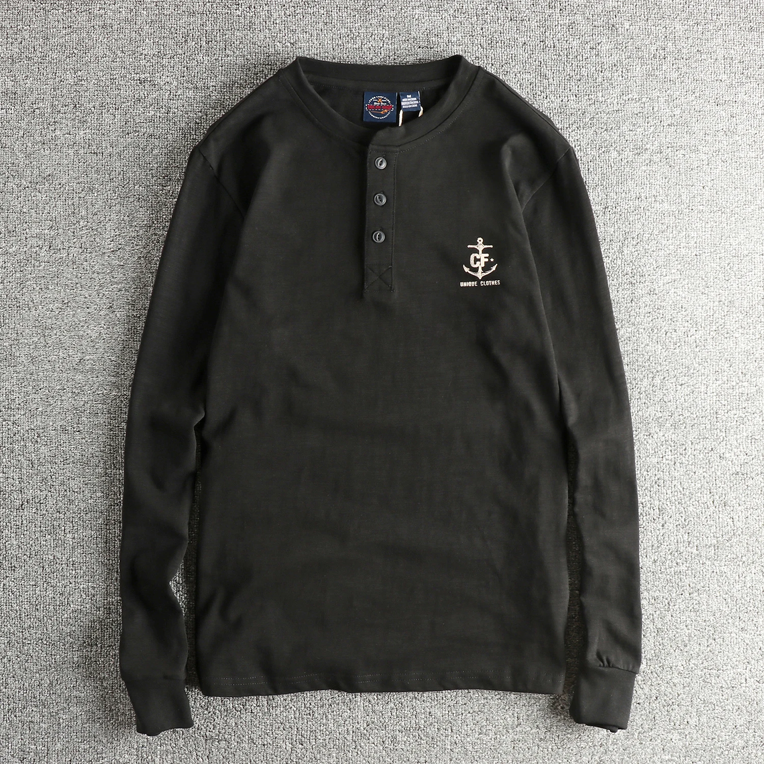 Autumn New American Retro Heavyweight Breathable Long-sleeved Henry ...