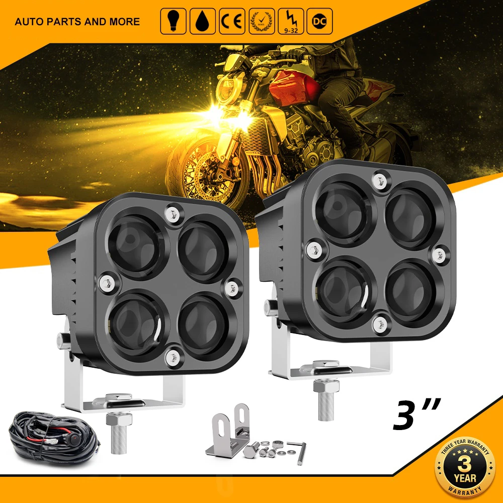 HAOLIDE Led Work Light Motorcycle Led Bar Fog Lights Headlights ...