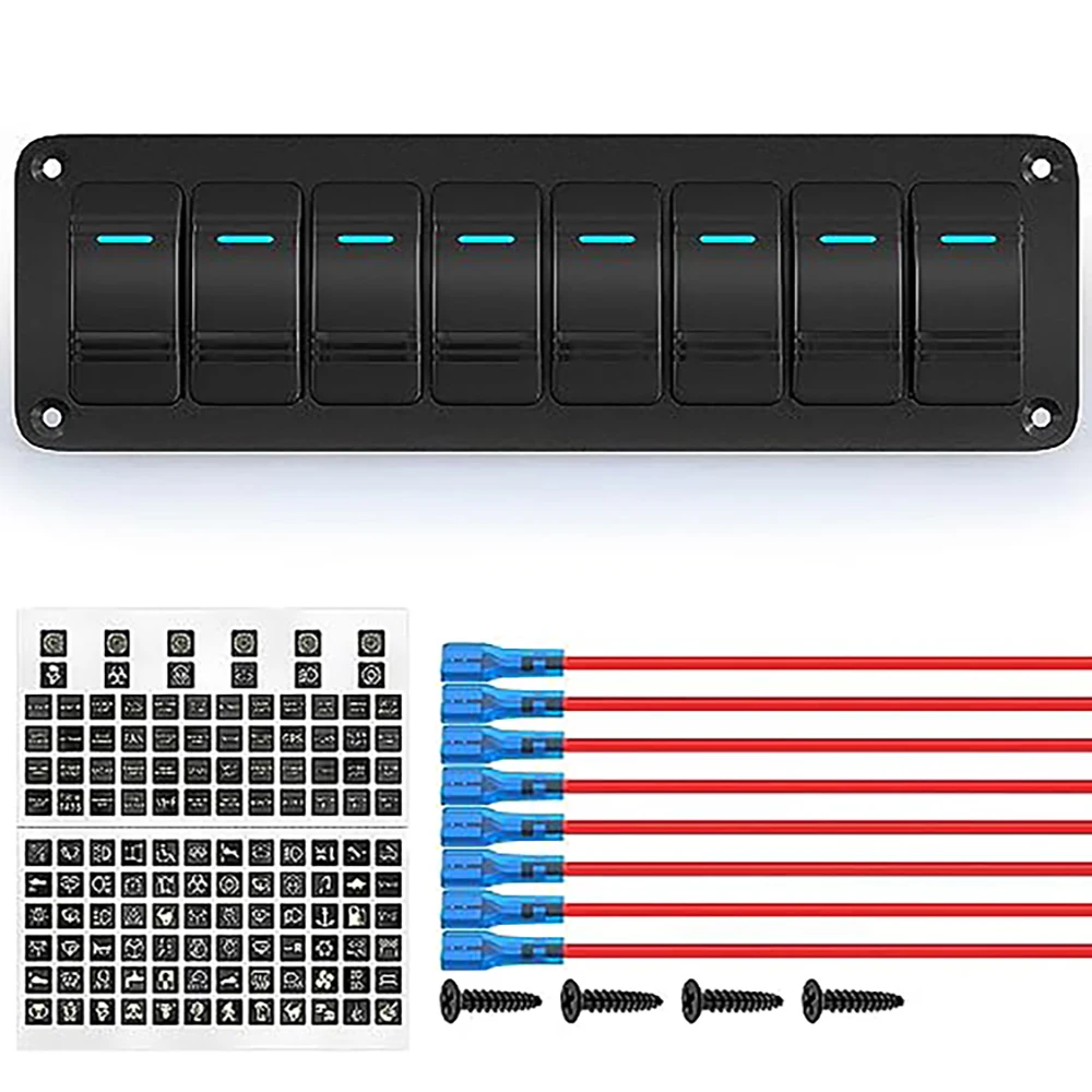 DaierTek-8-Gang-Rocker-Switch-Panel-12V-Blue-LED-Bar-Switch-Panel-12V ...