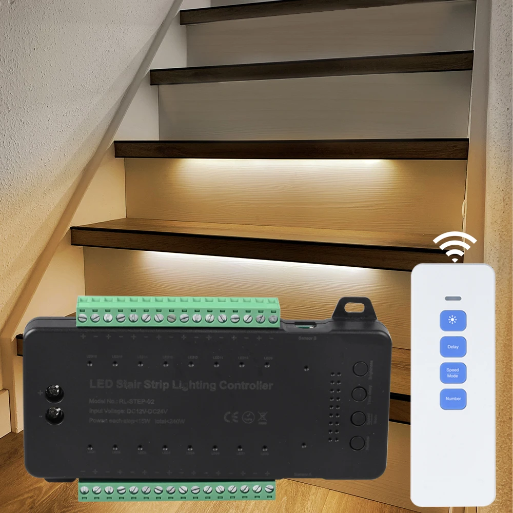 2-4G-RF-Remote-Control-PIR-Motion-Sensor-Stair-Lighting-Controller ...